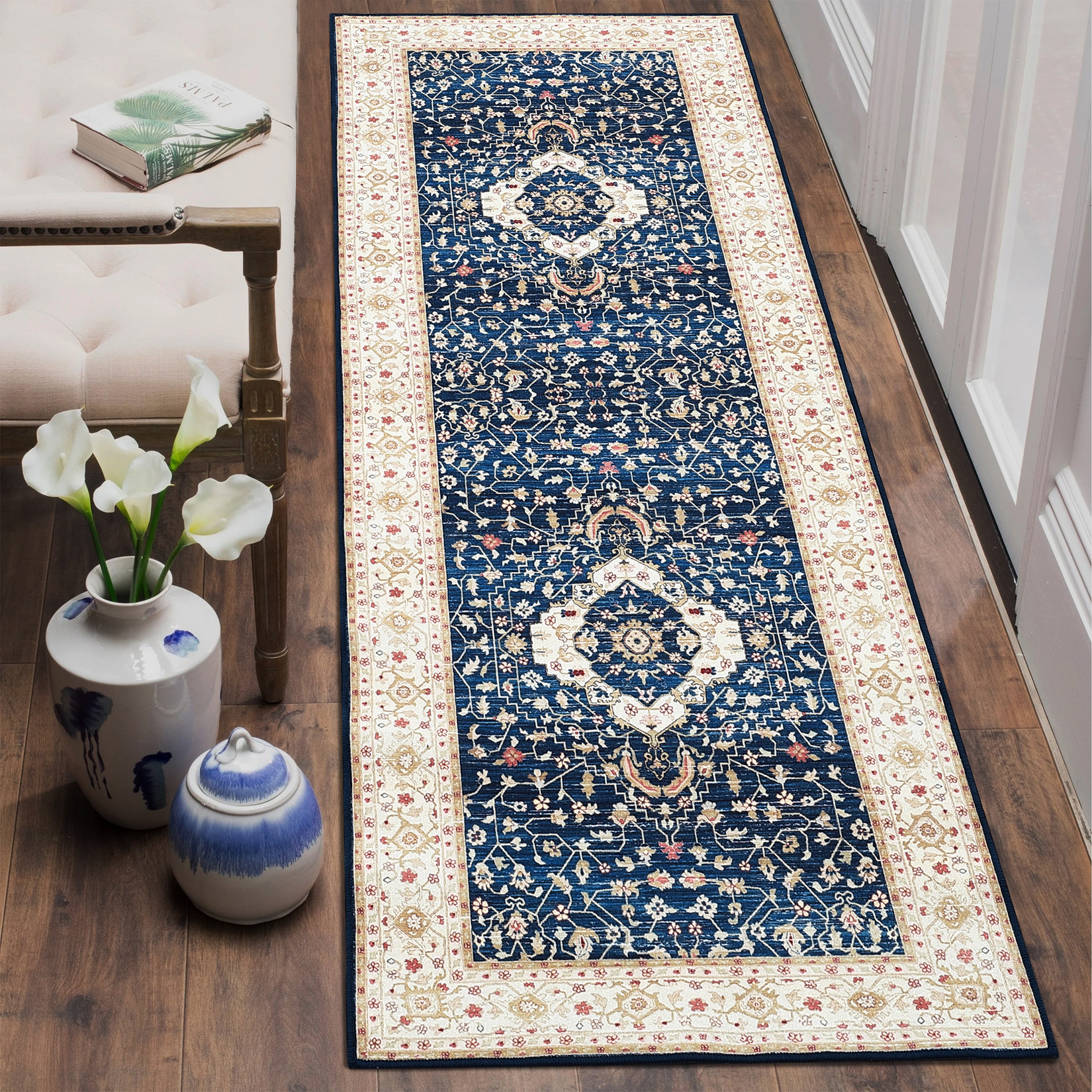 Hasoo Rustic Farmhouse Runner Rug for Hallway Kitchen Bedroom - Persian ...