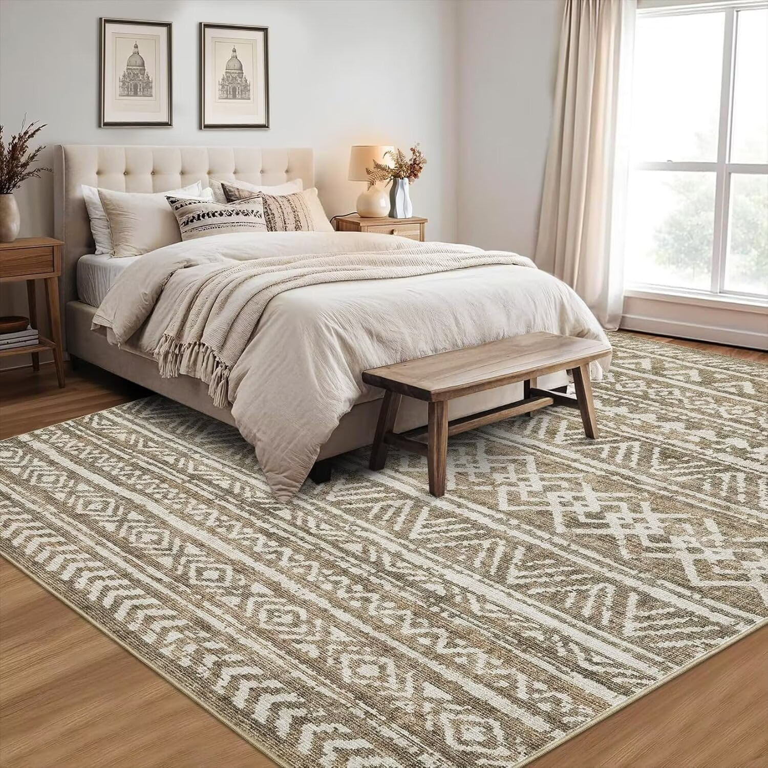 Hasoo Taupe Rugs for Living Room Washable 5x7 Area Rugs Moroccan Style ...