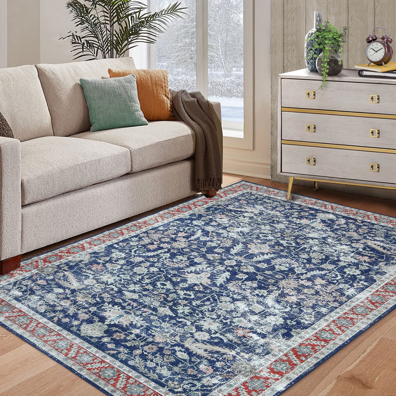 Hasoo Traditional Area Rug for Living Room Durable Washable Persian ...