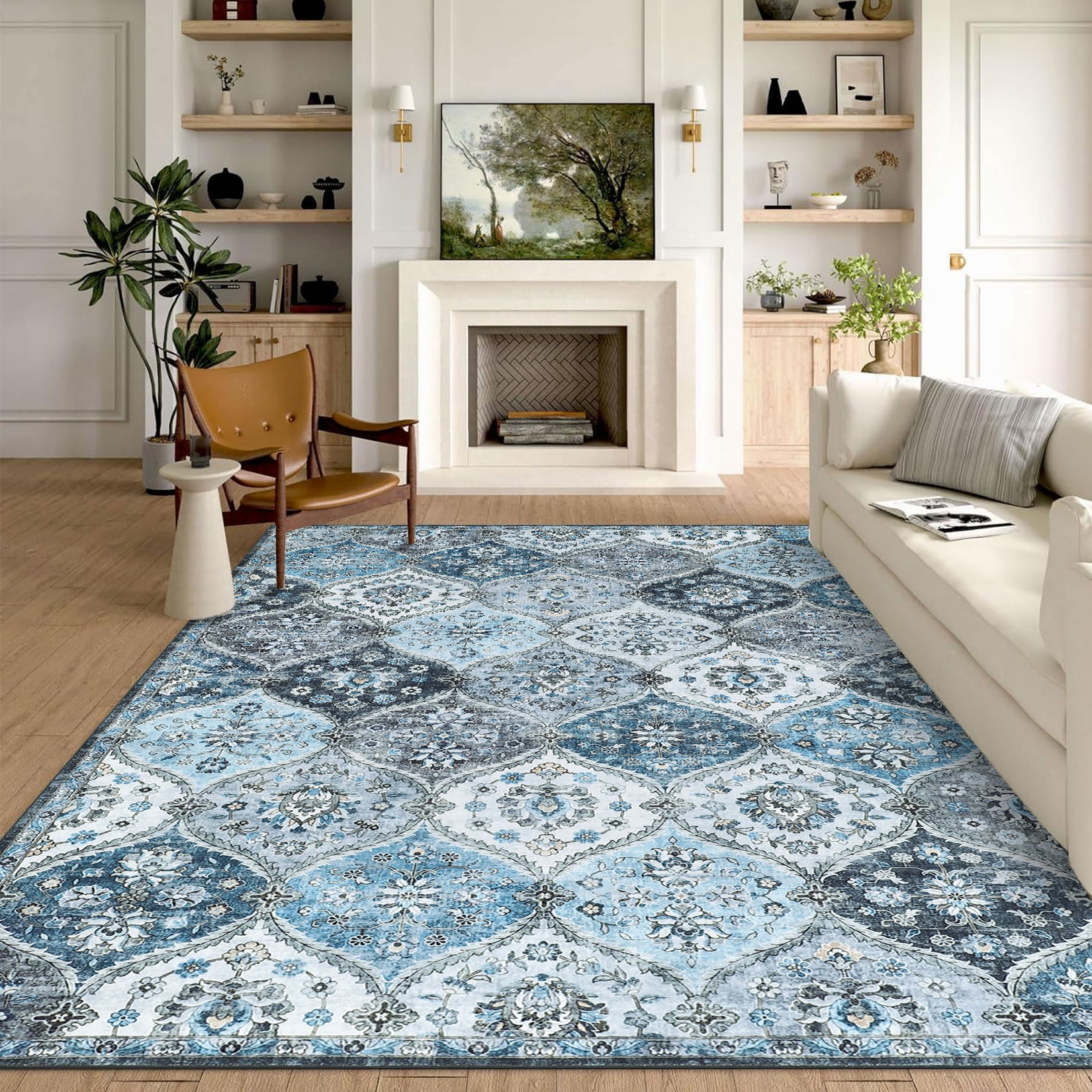 Hasoo Traditional Medallion Living Room Bedroom Area Rug, Machine ...
