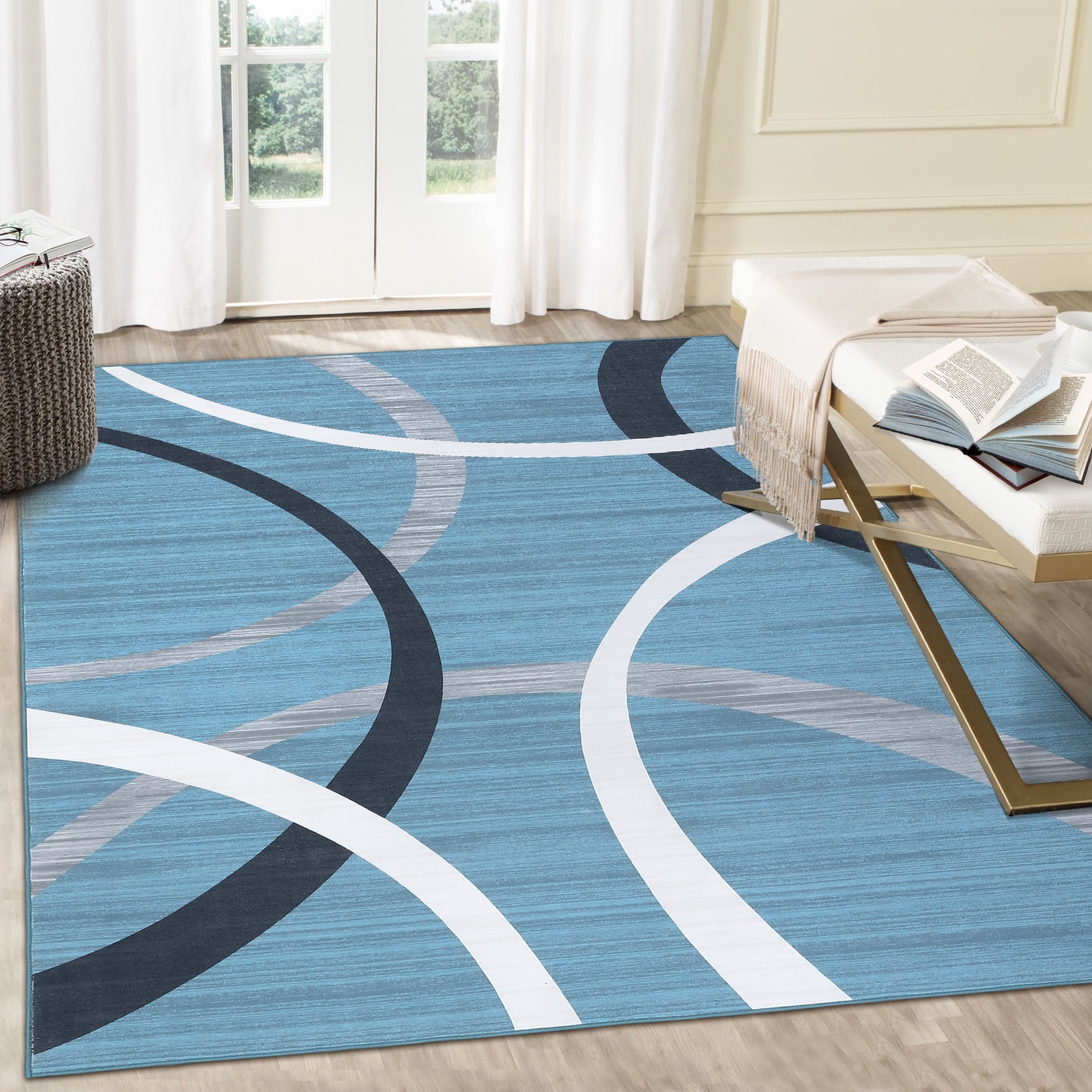 Hasoo Washable Area Rug 5' x 7' Rugs for Dining Room Modern Geometric ...