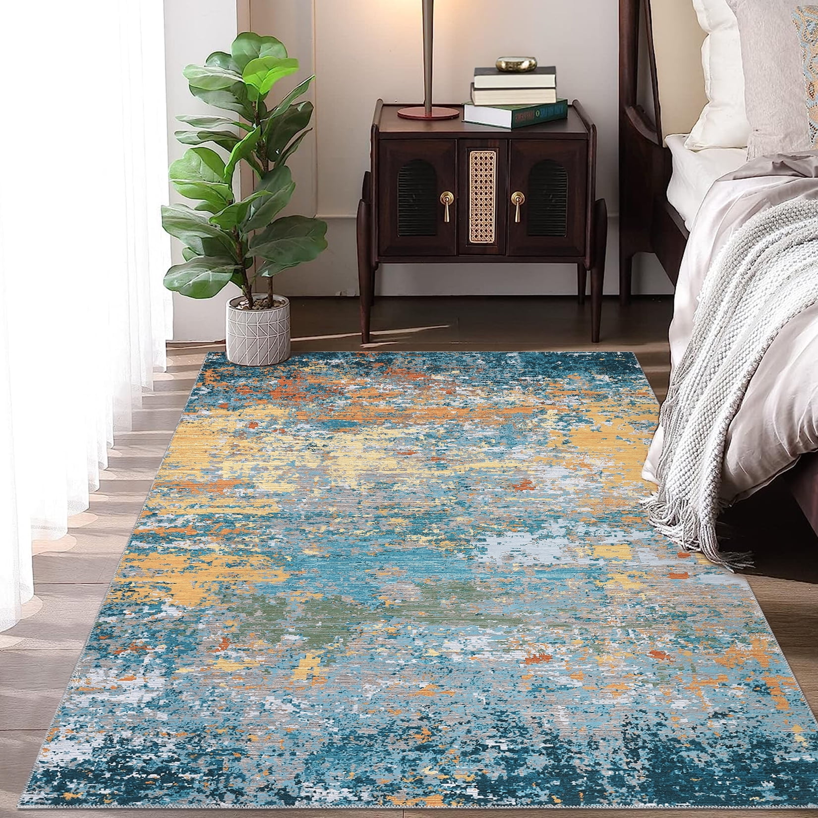 Hasoo Washable Area Rug Modern Abstract Rug for Living Room Bedroom ...