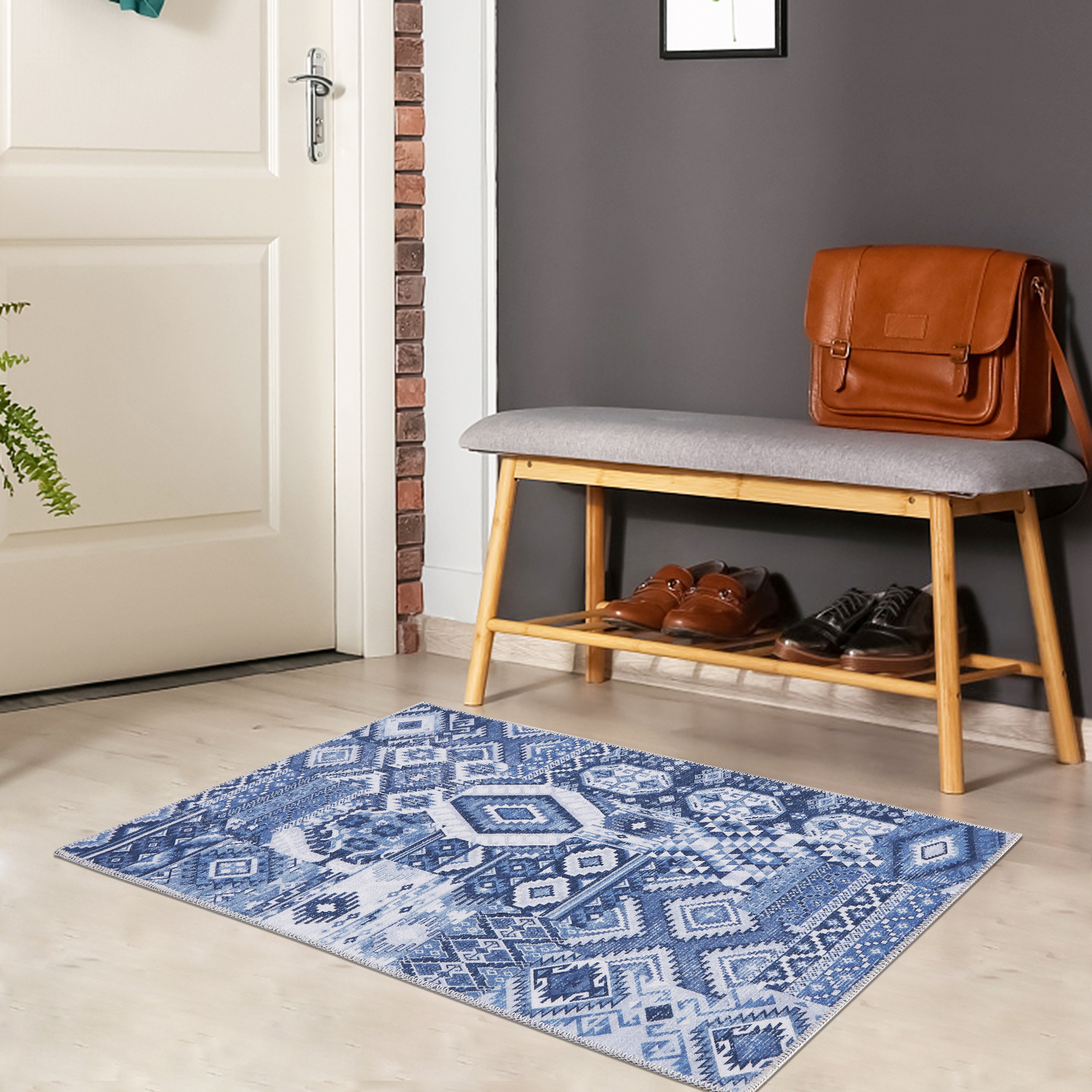Hasoo Washable Area Rugs 2' x 3' Ethnic Tribes Rug Non-Slip Door Mat ...
