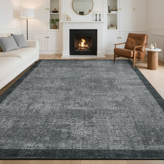 Hasoo Washable Geometric Border Living Room Area Rug 8x10 Large Modern ...