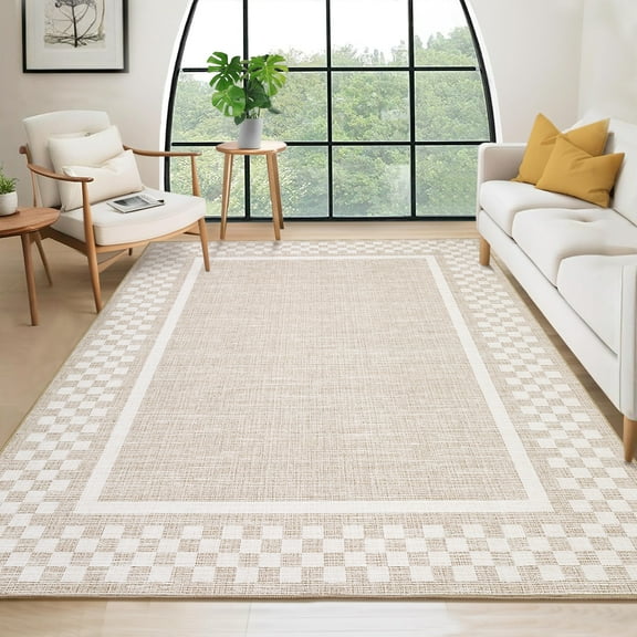 8x10 Large Washable Area Rug Modern Bordered Rug Distressed Geometric ...