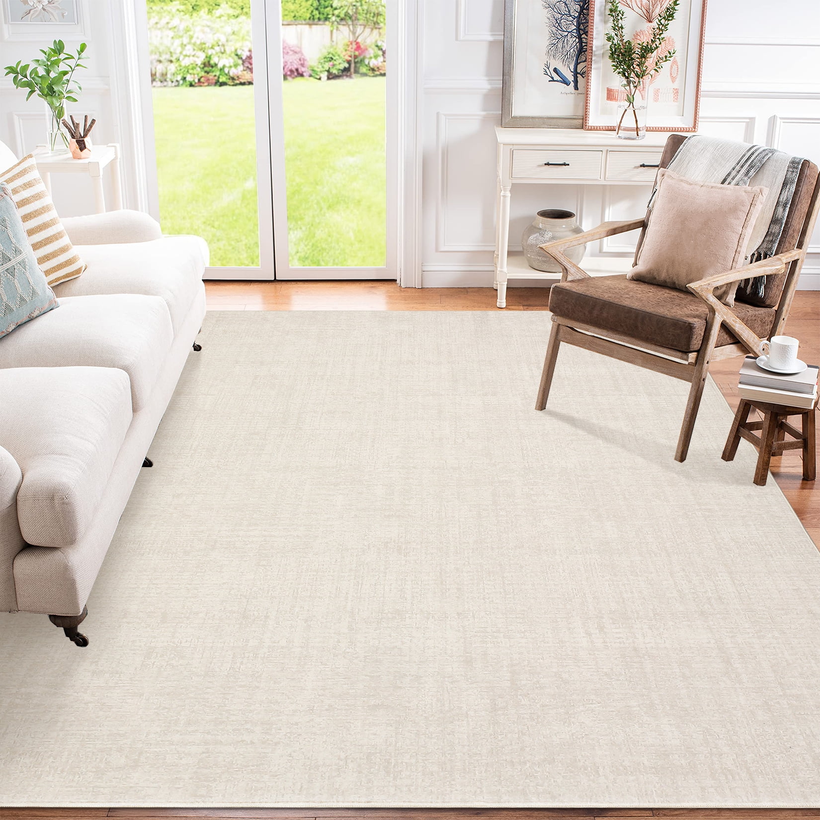 Hasoo Washable Living Room Area Rug 9x12 Large Modern Solid Non-Slip ...