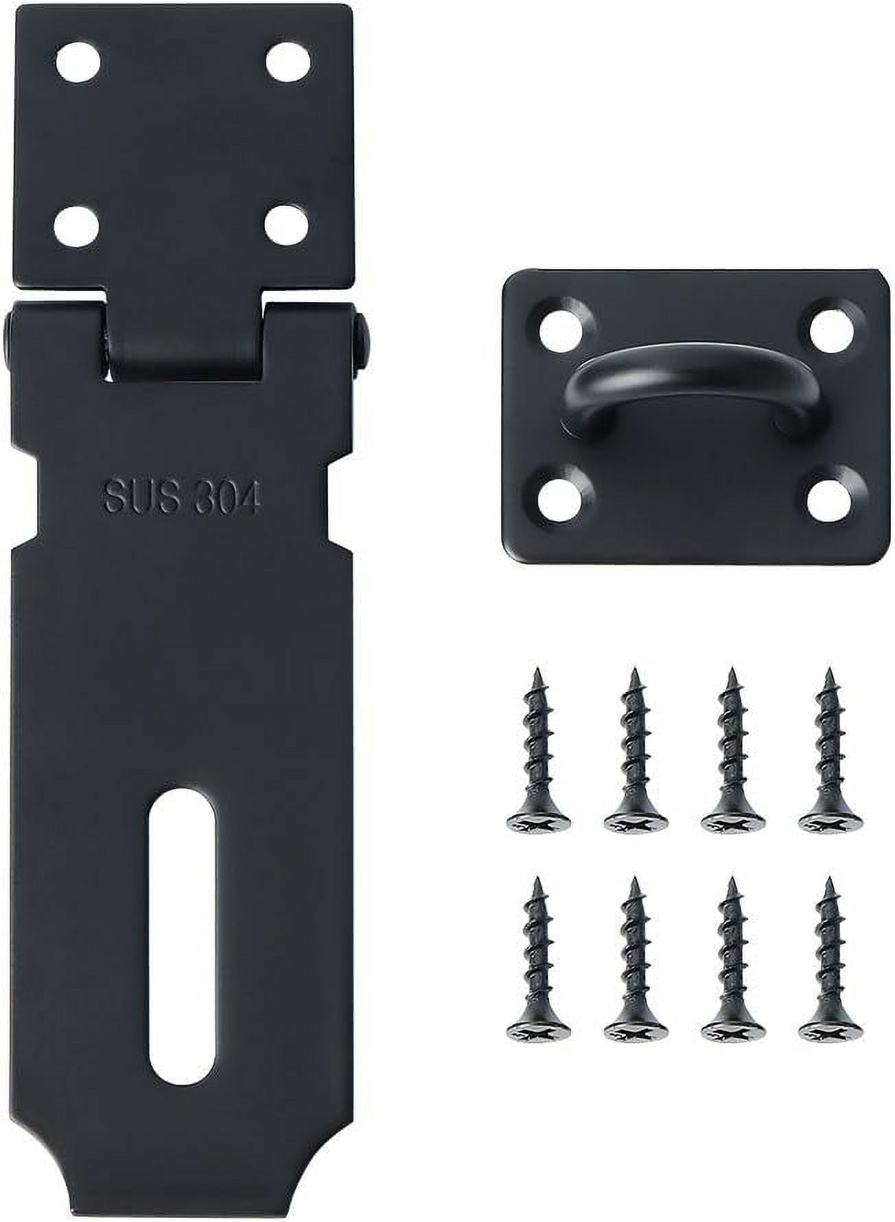 Hasp Lock, Door Hinge Lock Padlock, Black Hasp Hinge Lock for Door, SUS ...