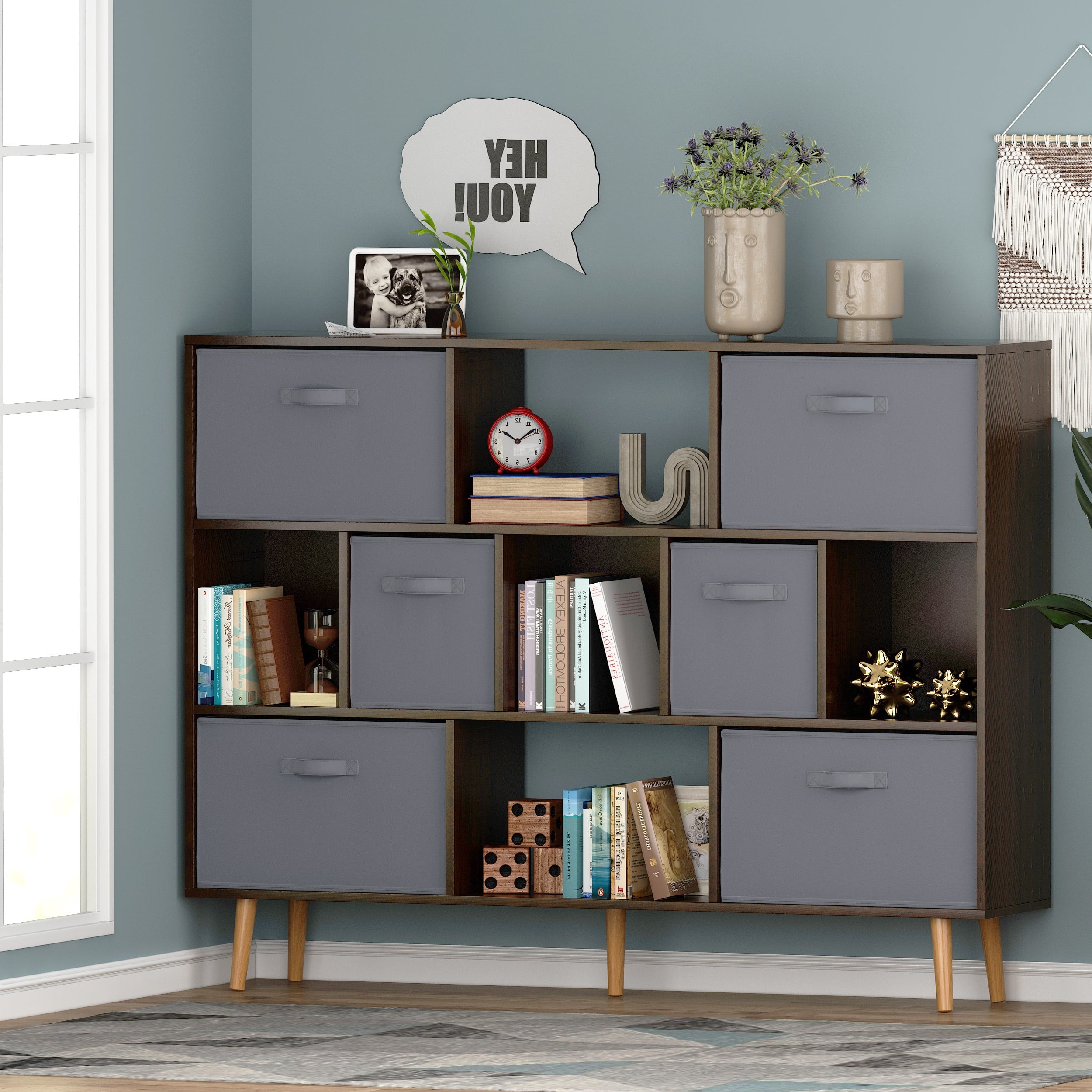 Hassch 11 Cubes Bookcase Freestanding 3 Tier Open Bookshelf with 6 ...