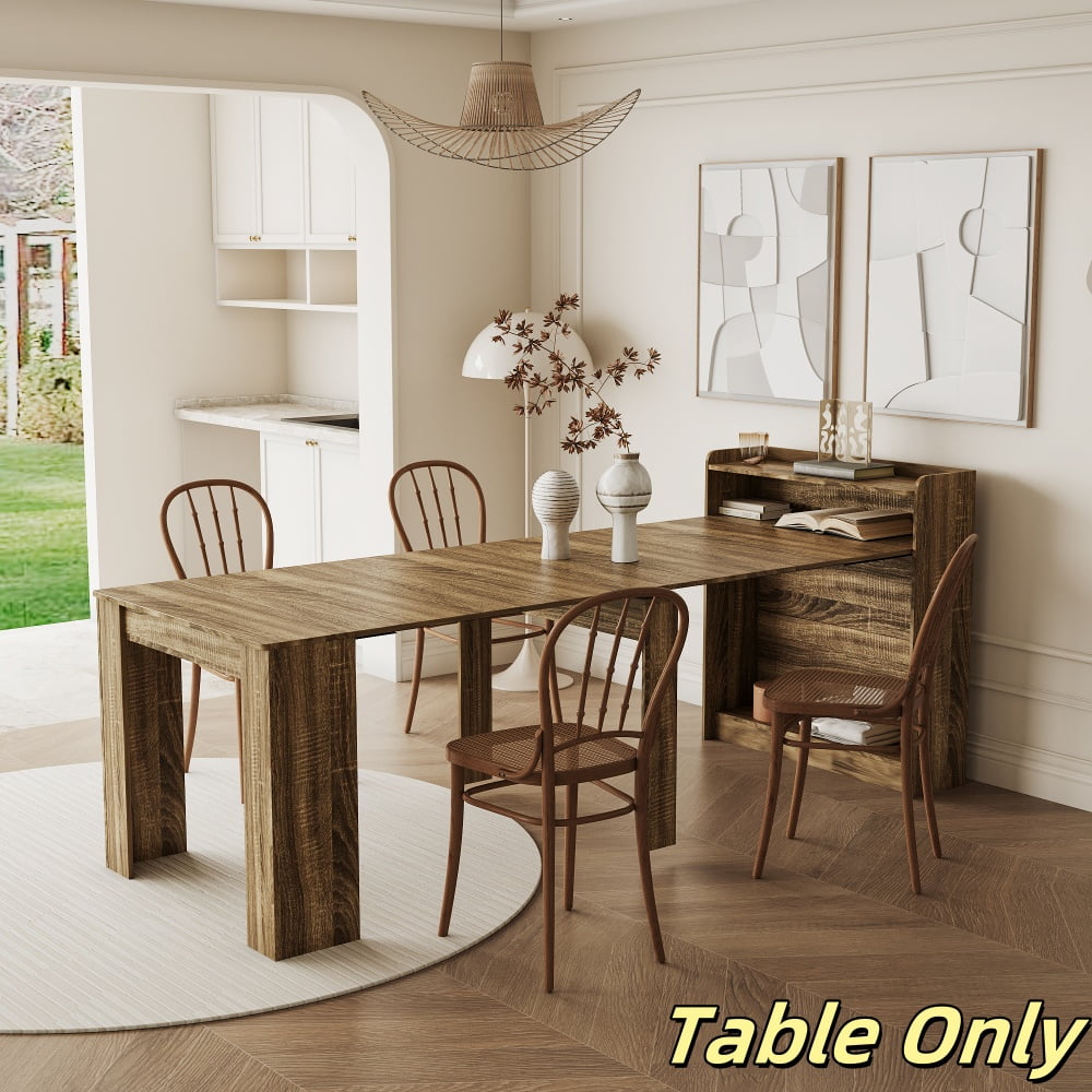 Hassch 20"-98" Extendable Dining Table with Shelf for 2-8 Person ...