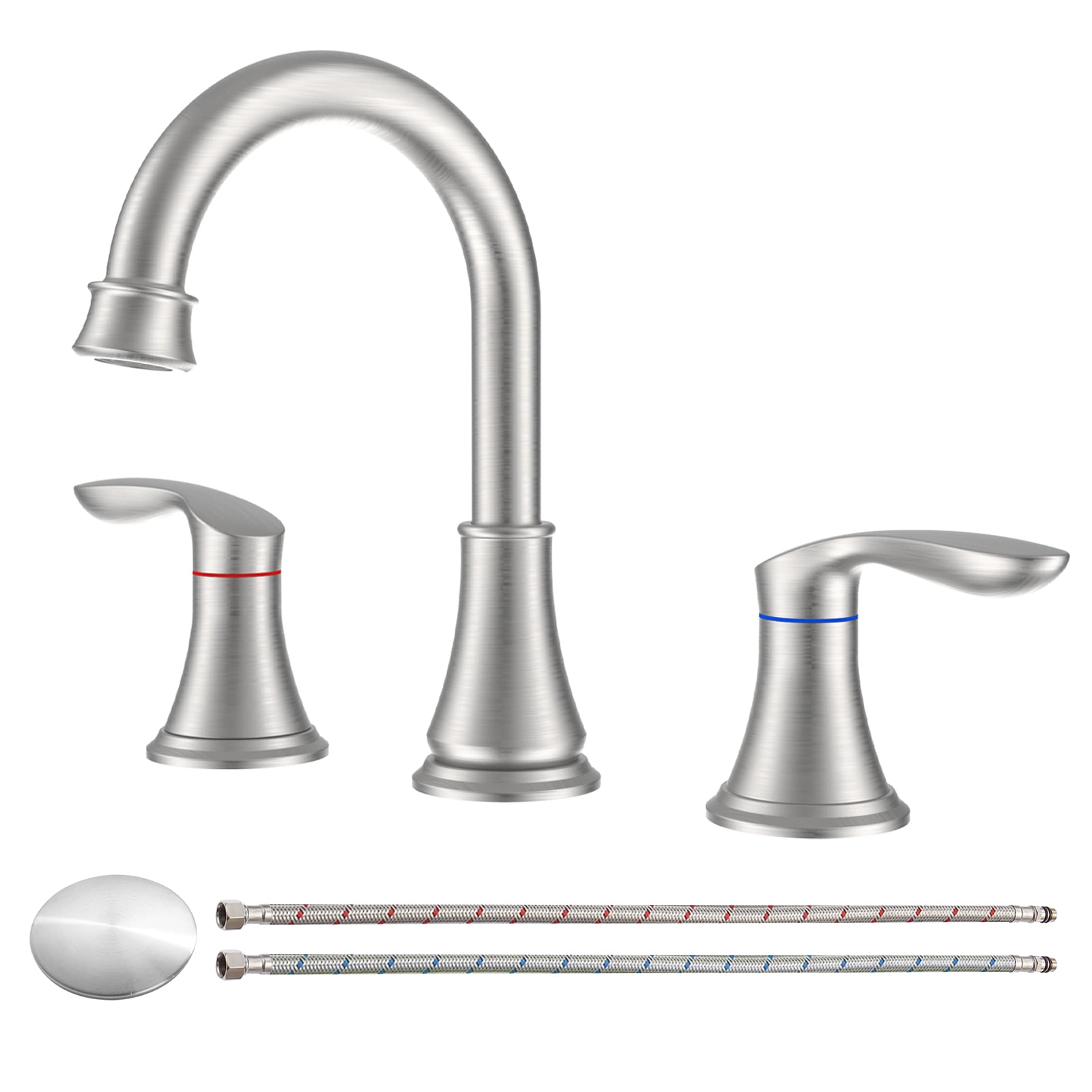 Hassch 3-Hole 8 inch 2-Handle Brushed Nickel Widespread Bathroom ...