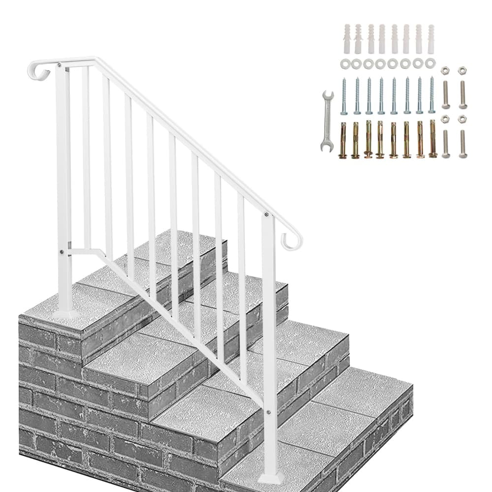 Hassch 3-Step Handrail for Outdoor Steps, Heavy Duty Porch Railing ...