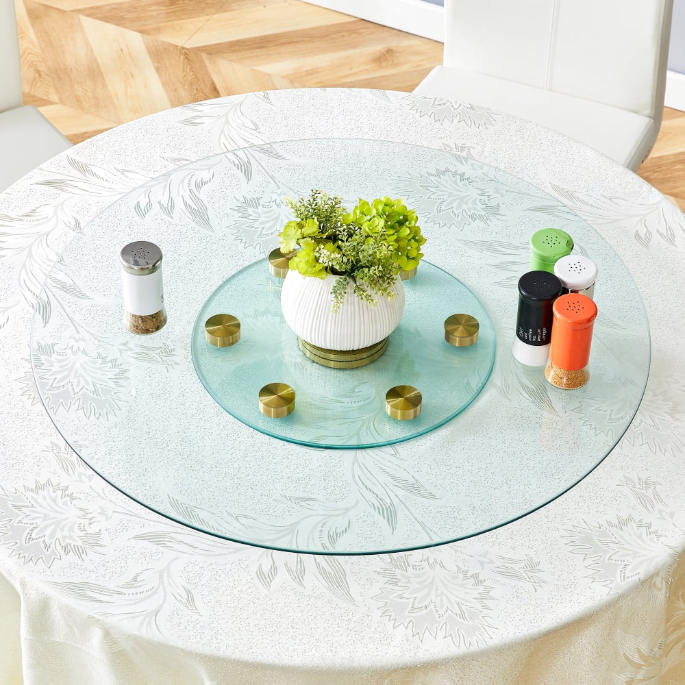 Hassch 30.3" Large Tempered Glass Lazy Susan Turntable - Silent ...