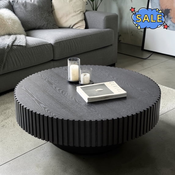 Hassch 35.4 Inch Round Coffee Table, Simple Cocktail Table, Center ...