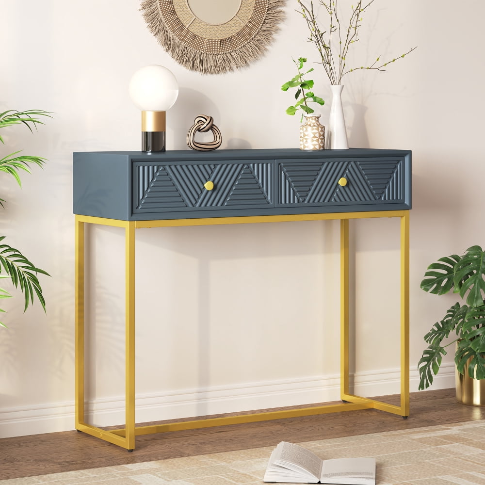 Hassch 38" Console Table with 2 Drawers, Modern Sleek Entryway Table ...