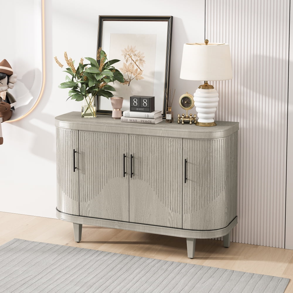 Hassch 4-Doors Storage Sideboard, Wooden Buffet Server Cabinet, Kitchen ...