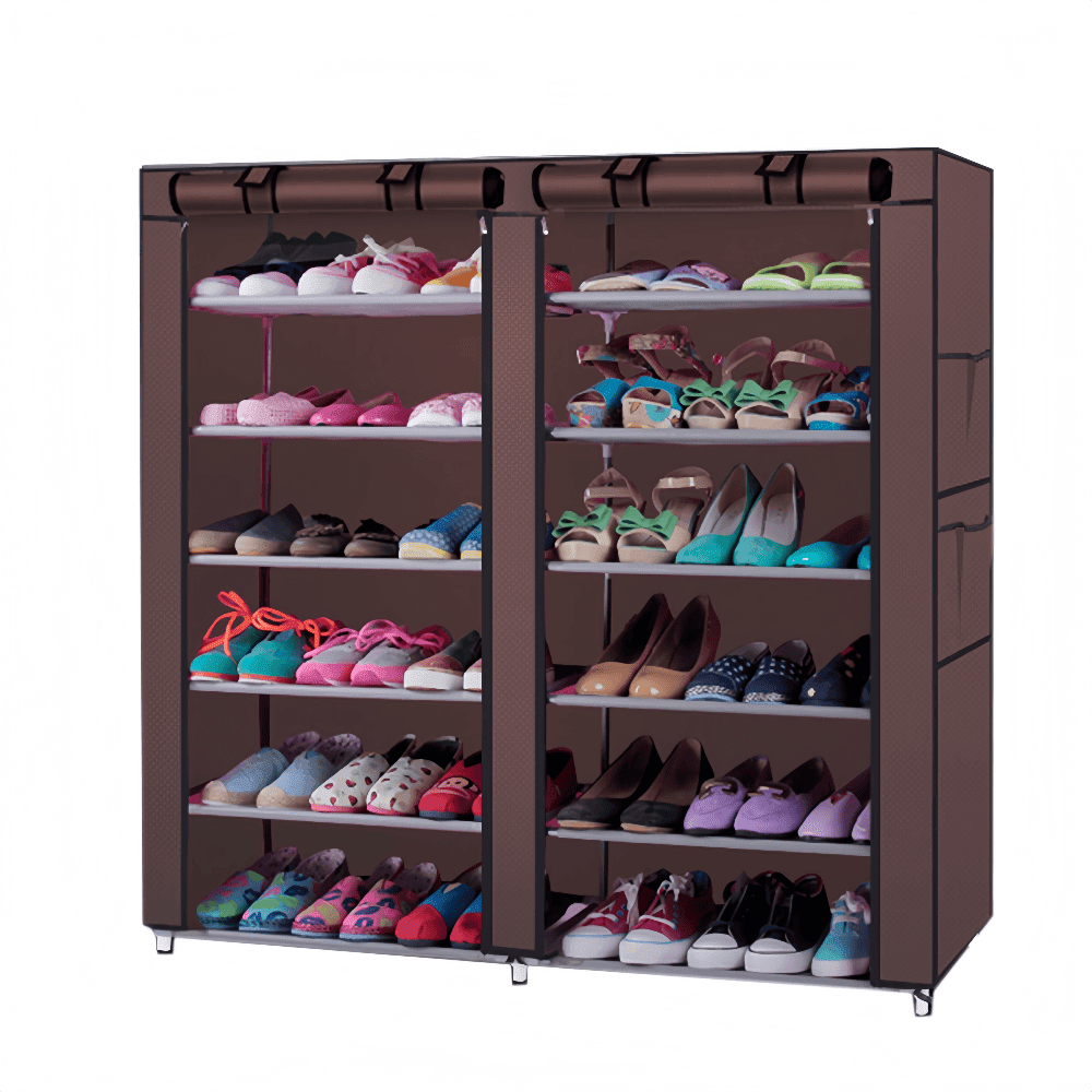Hassch 42.1"W Shoe Rack Storage Organizer, Portable Double Row Shoe ...