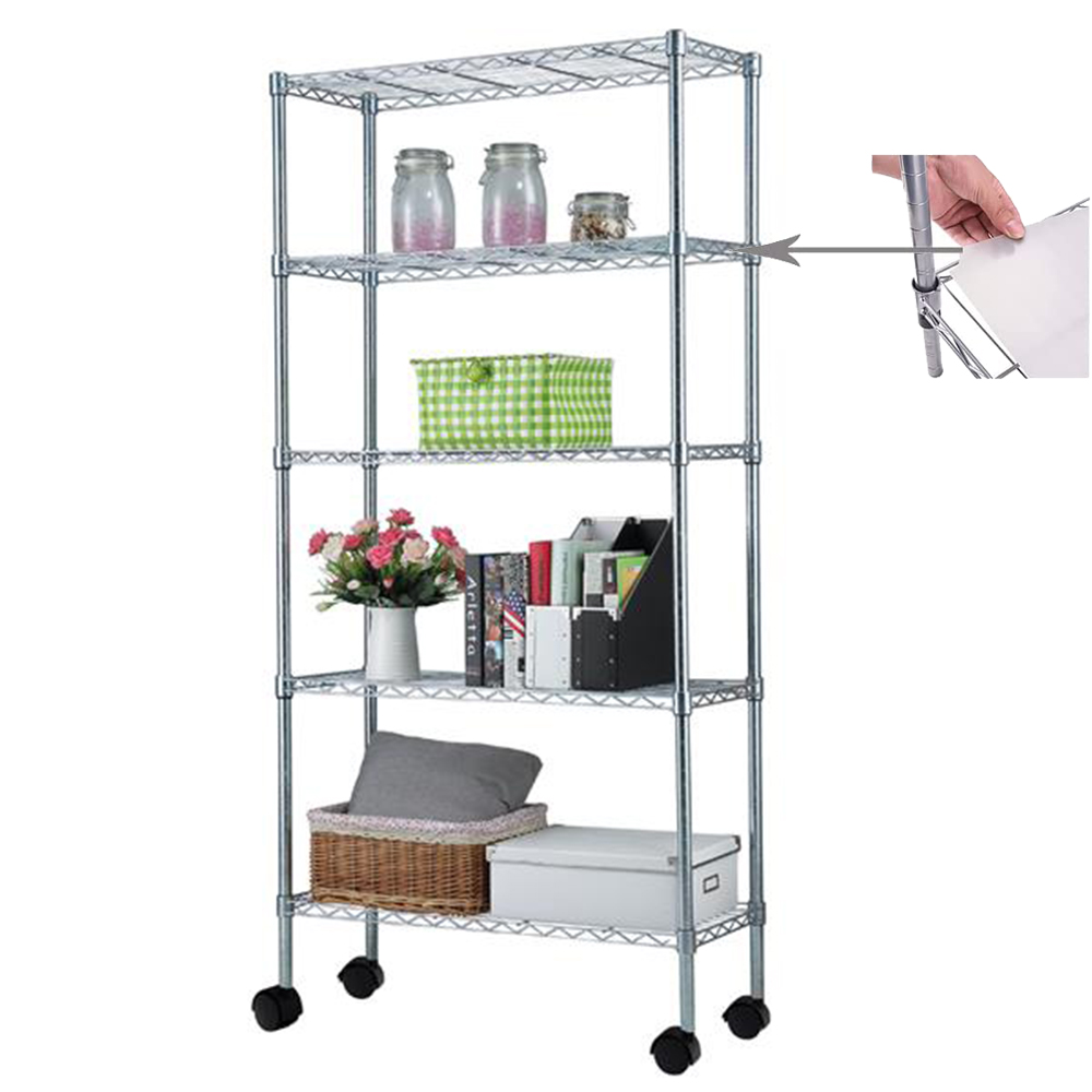 Hassch 5 Tier Adjustable Storage Shelf Metal Storage Rack Wire Shelving ...