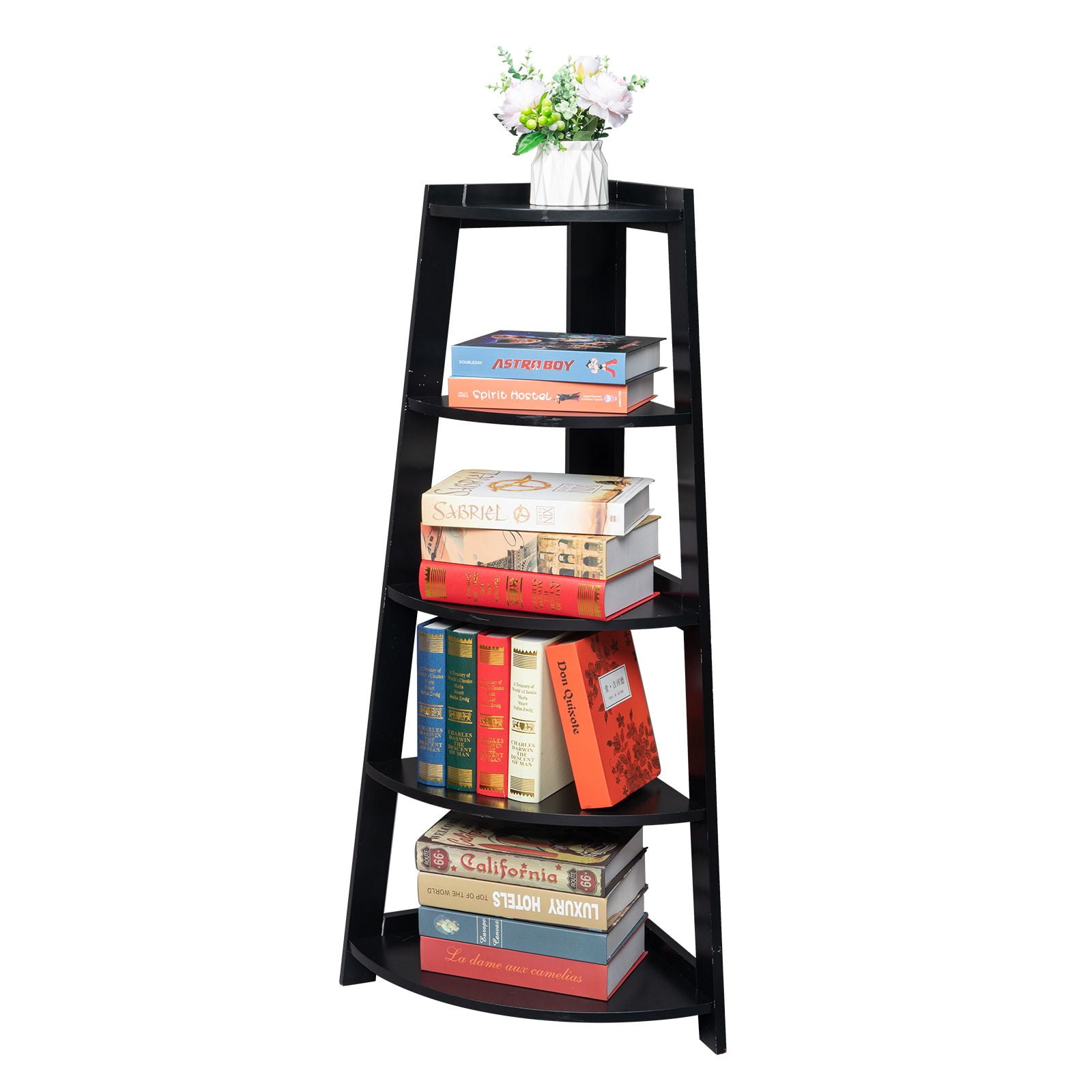 Hassch 5 Tier Corner Shelf Stand Wood Display Storage Home Furniture ...