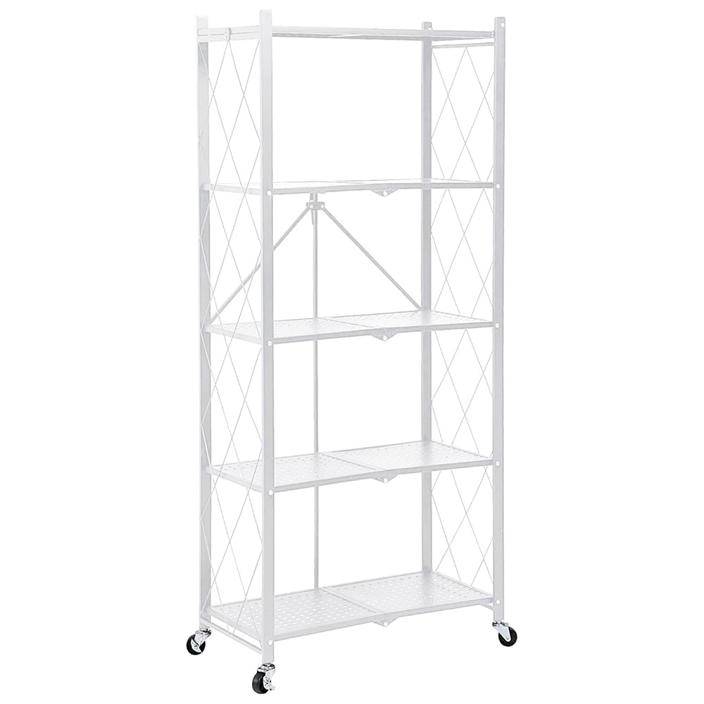 Hassch 5 Tier Foldable Storage Shelf with Wheels, Heavy Duty Garage ...