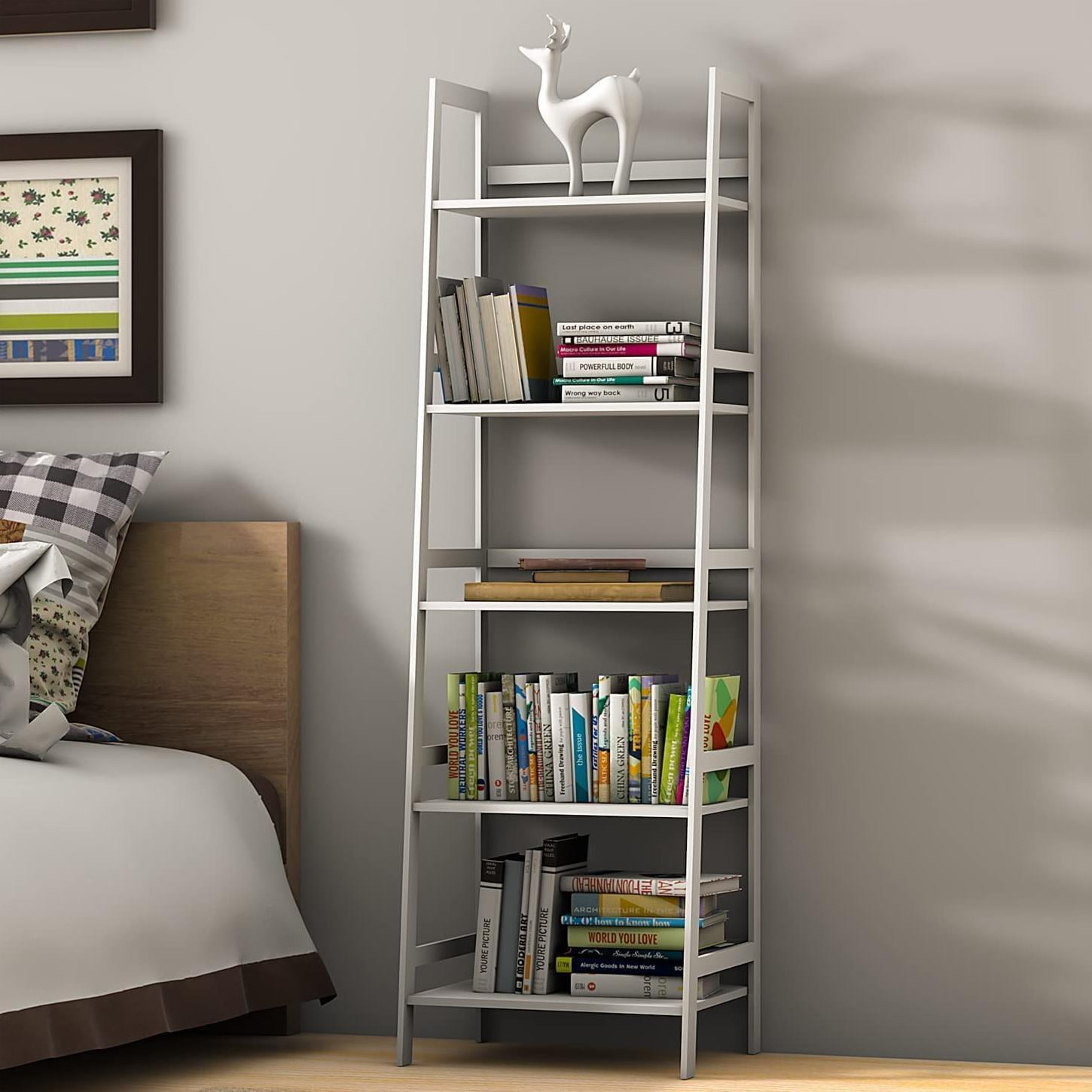Hassch 5-Tier Ladder Bookshelf, Plant Stand Display Shelf, Bamboo ...