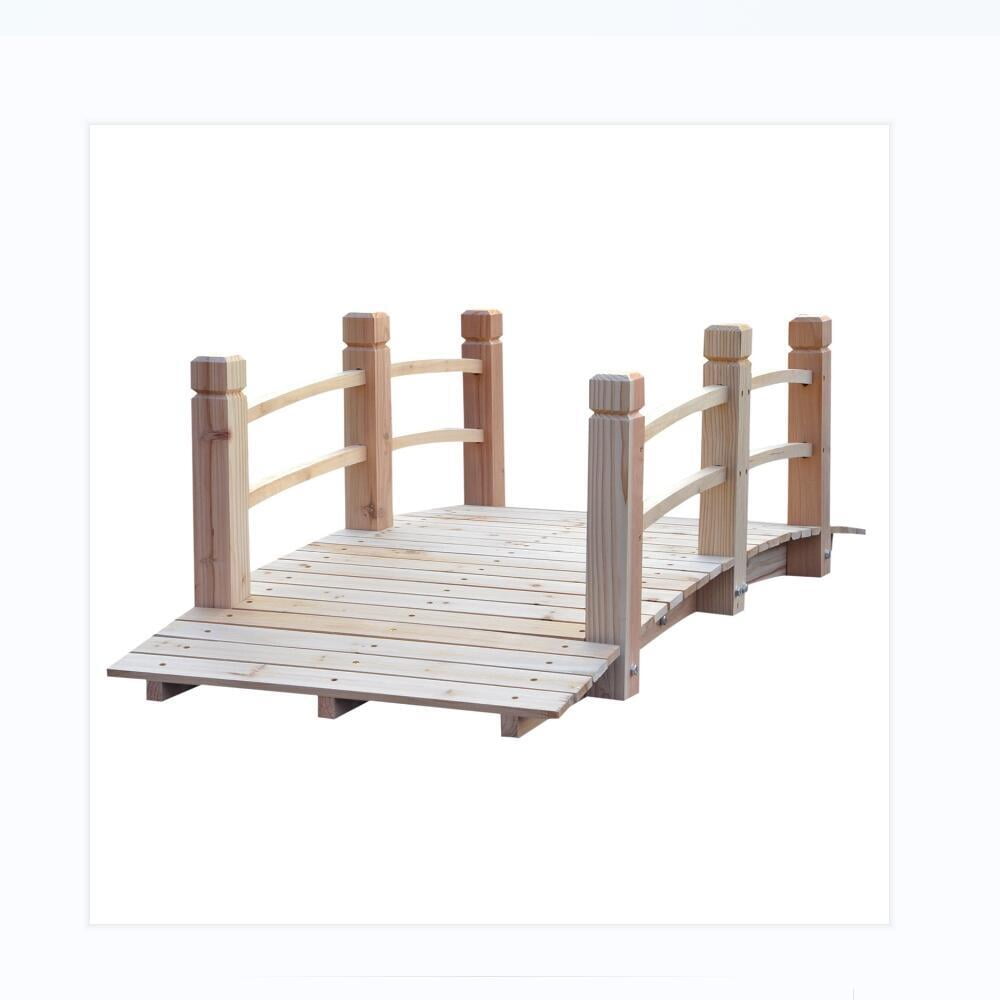 Hassch 5 ft Wooden Garden Bridge Arc Footbridge with Railings for Your ...