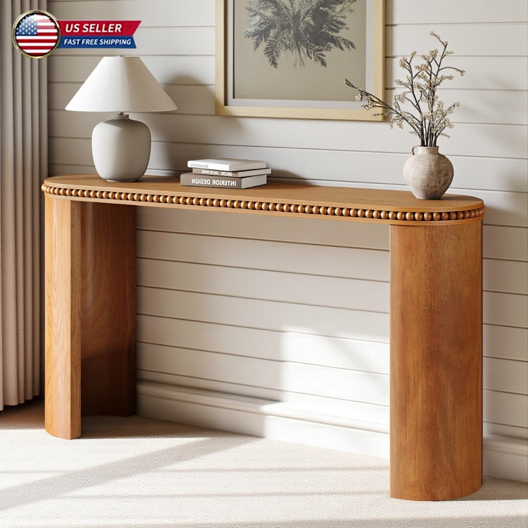 Hassch 59.8" Oval Console Table with Beaded Detailing and Reversible ...