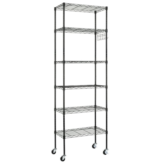 Hassch 6-Tier Metal Wire Shelving on Wheels, Height-Adjustable Storage ...
