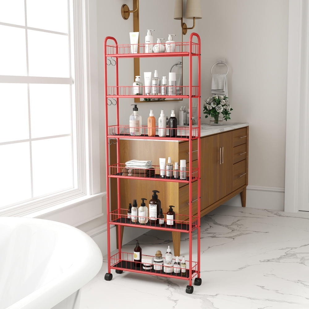 Hassch 6 Tier Slim Storage Cart with Wheels, Narrow Utility Shelving ...