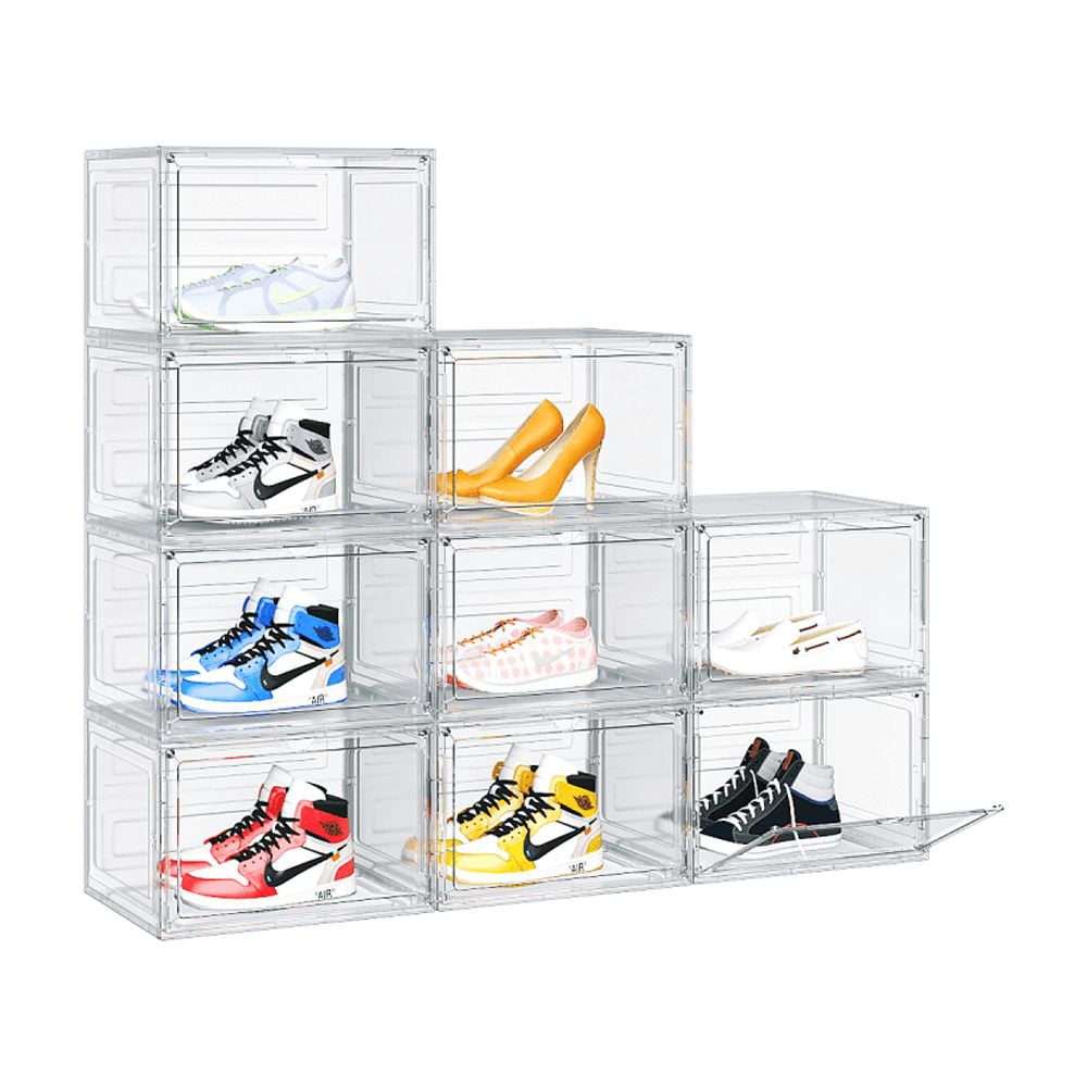Hassch 9 Pack Plastic Stackable Shoe Boxes | Large Shoe Storage ...