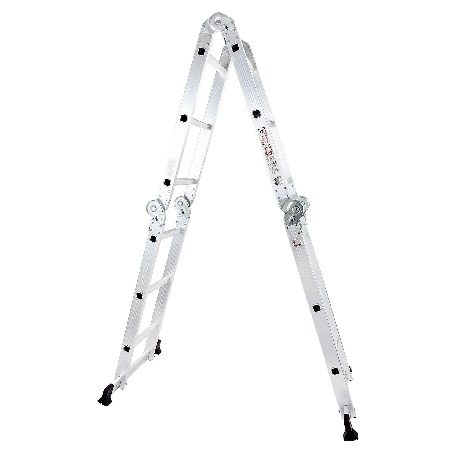 Hassch Aluminum Folding Ladder Practical 12-Step Joints Ladder, Silver ...