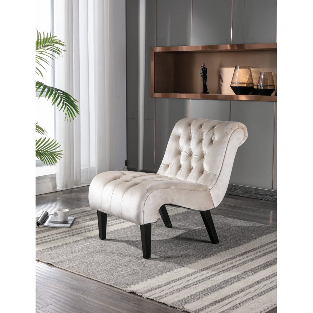 Hassch Armless Accent Chair, Upholstered Button Tufted Living Room ...