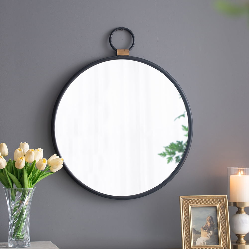 Hassch Black Round Mirror, 24 inch Circle Mirror with Metal Frame ...