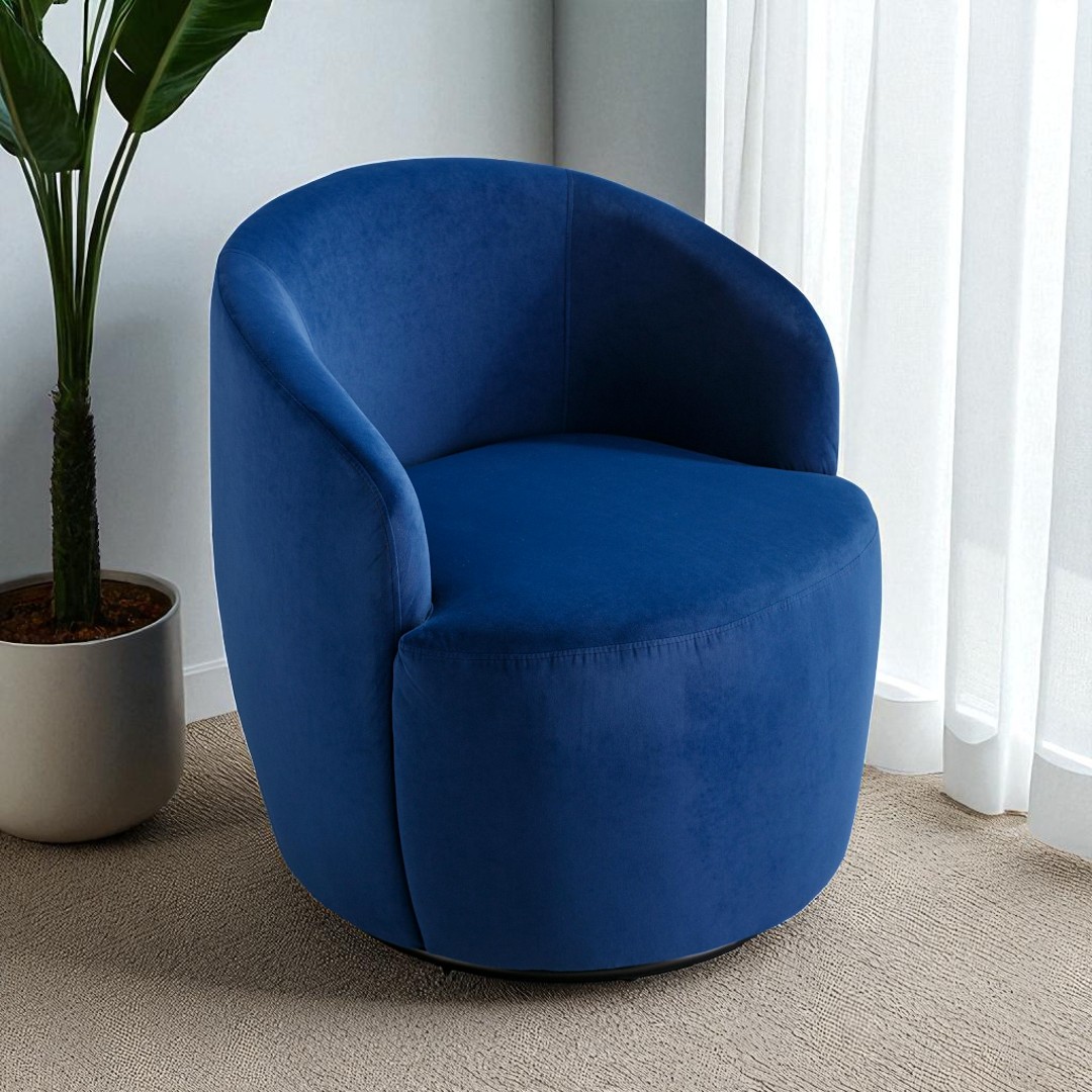 Hassch Contemporary Upholstered Velvet Swivel Armchair, 360° Rotating ...