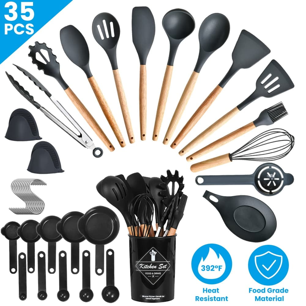 Hassch Cooking Utensils Set, 35 PCs Kitchen Utensils with Holder, Egg ...