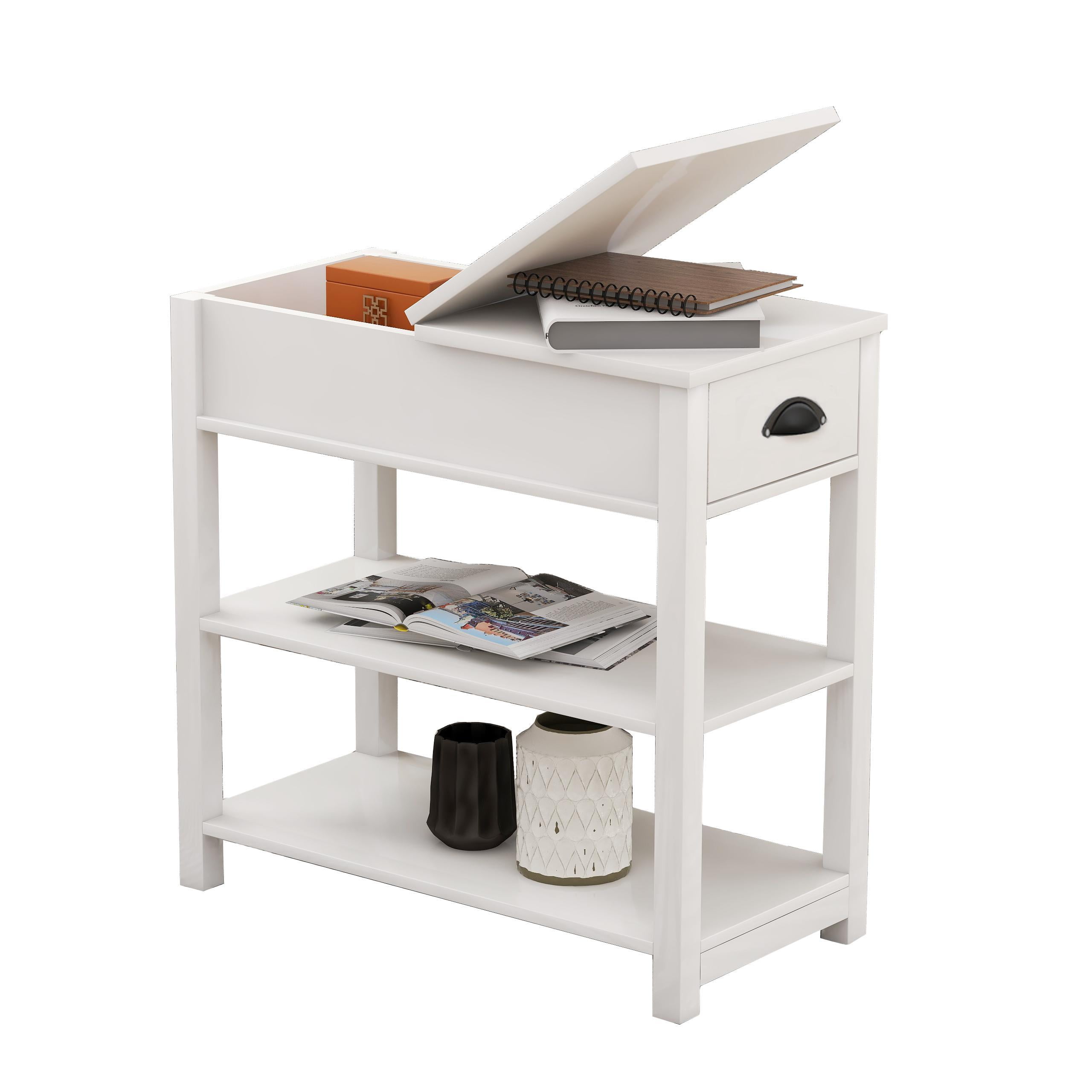 Hassch Flip Top Side Table with Hidden Storage Compartment, Modern Sofa ...