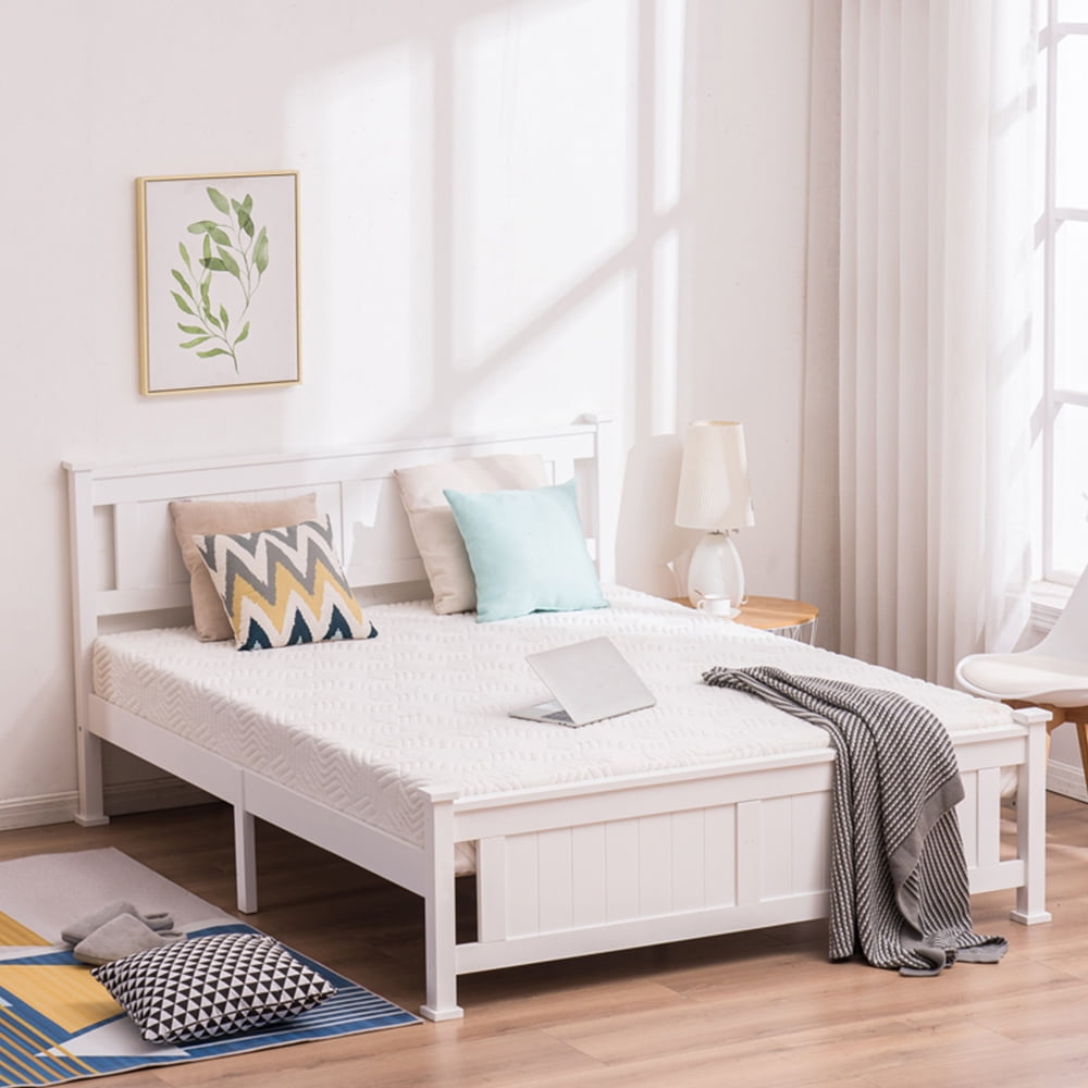 Hassch Full Size Wooden Platform Bed with Headboard and Footboard ...