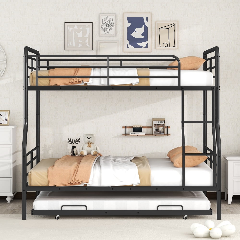 Hassch Full XL Over Queen Size Bunk Bed with Twin Trundle, Convertible ...