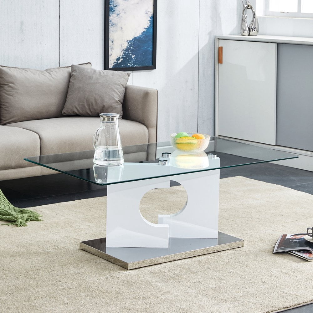 Hassch Glass Coffee Table for Living Room, Modern Tempered Glass ...