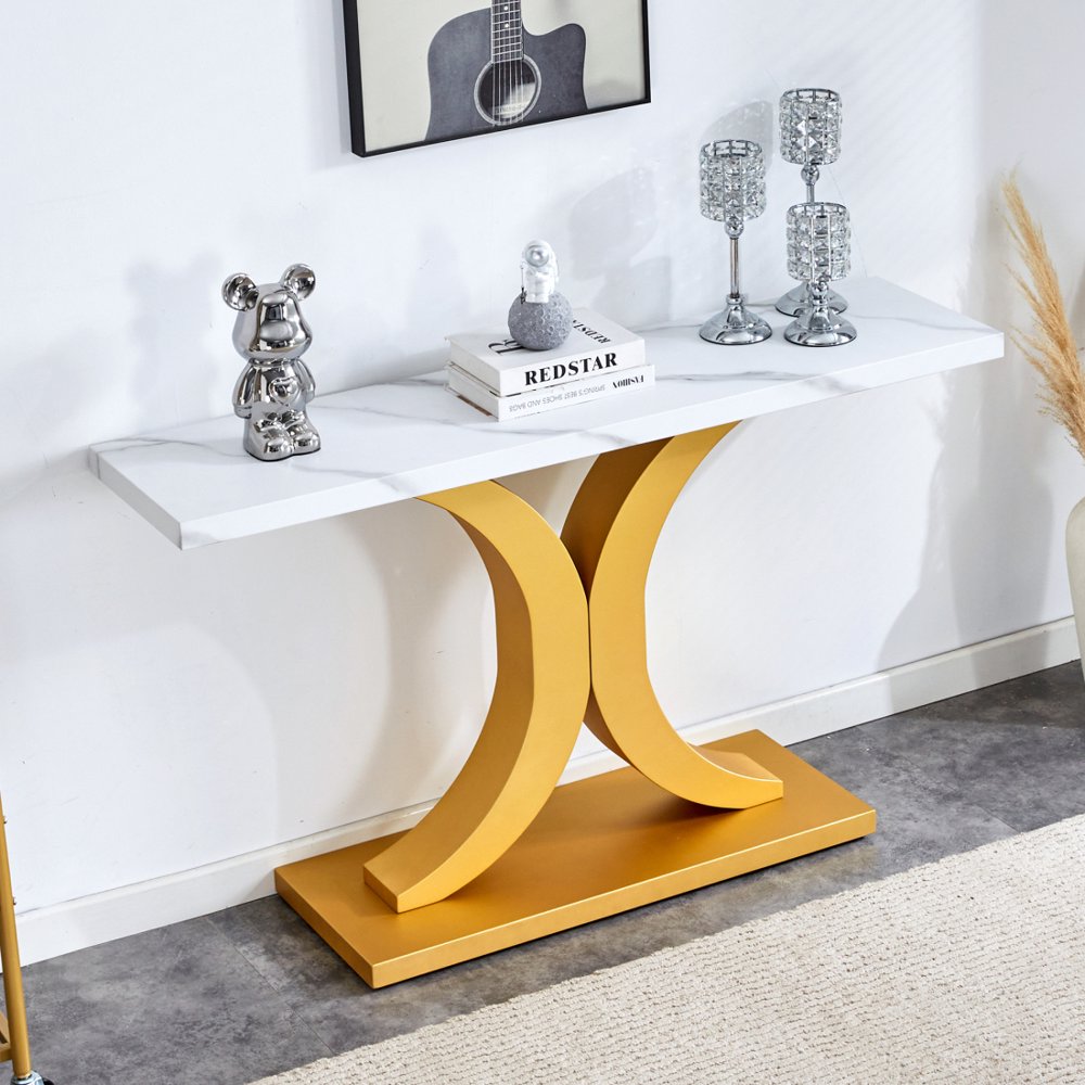Hassch Gold Console Table, Modern Hallway Table for Entryway, 55 Inch ...