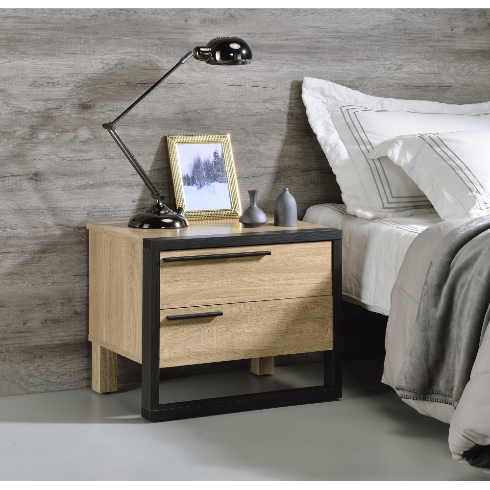 Hassch Industrial Nightstand with 2 Storage Drawers, Unique Minimalist ...