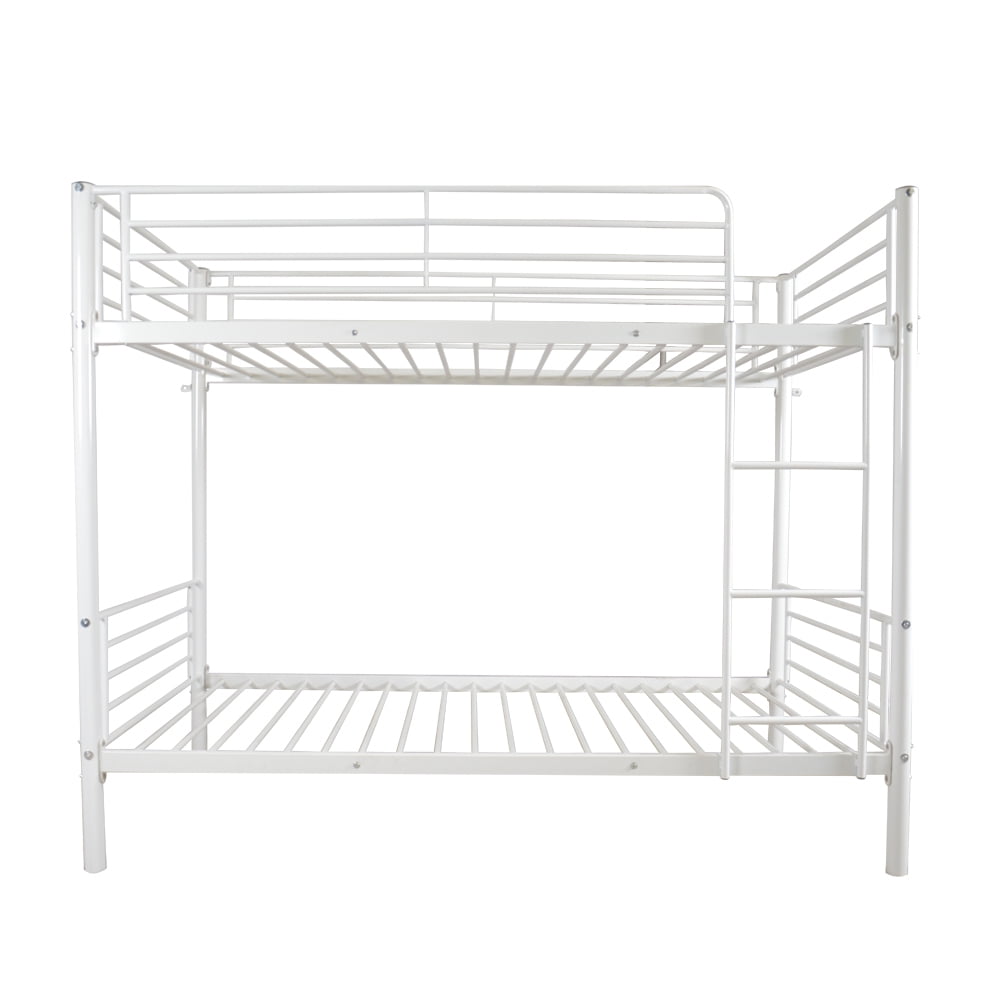 Hassch Twin-Sized Iron Bunk Bed Frame with Ladder, Storage Space, and ...