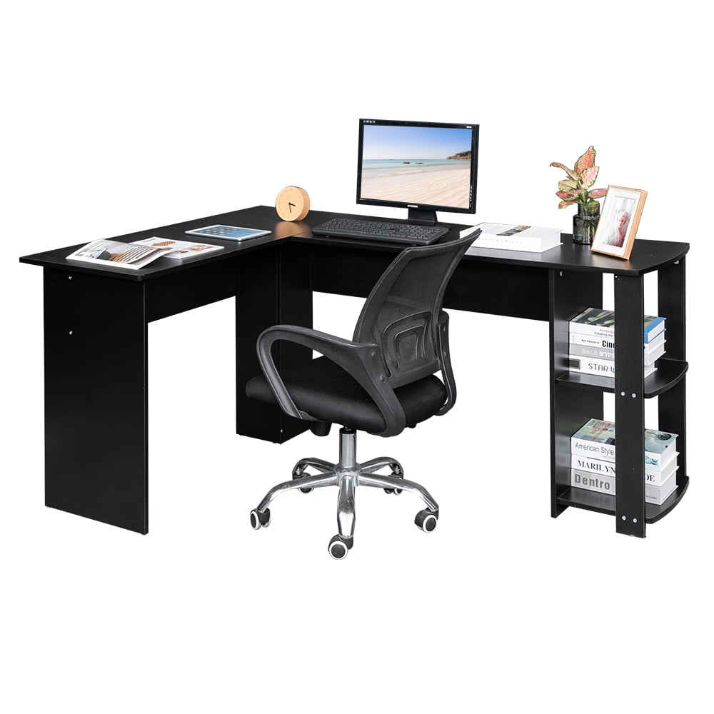 Hassch L-Shaped Computer Desk, Monitor Stand Large Workstation with ...