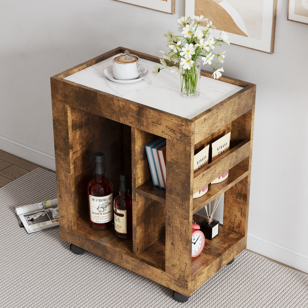 Hassch Mobile Side Cabinet with Open Storage Shelves and Rolling Wheels ...