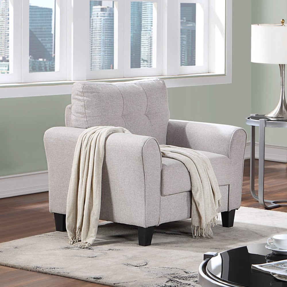 Hassch Modern Linen Fabric Accent Arm Chairs, Upholstered Living Room ...