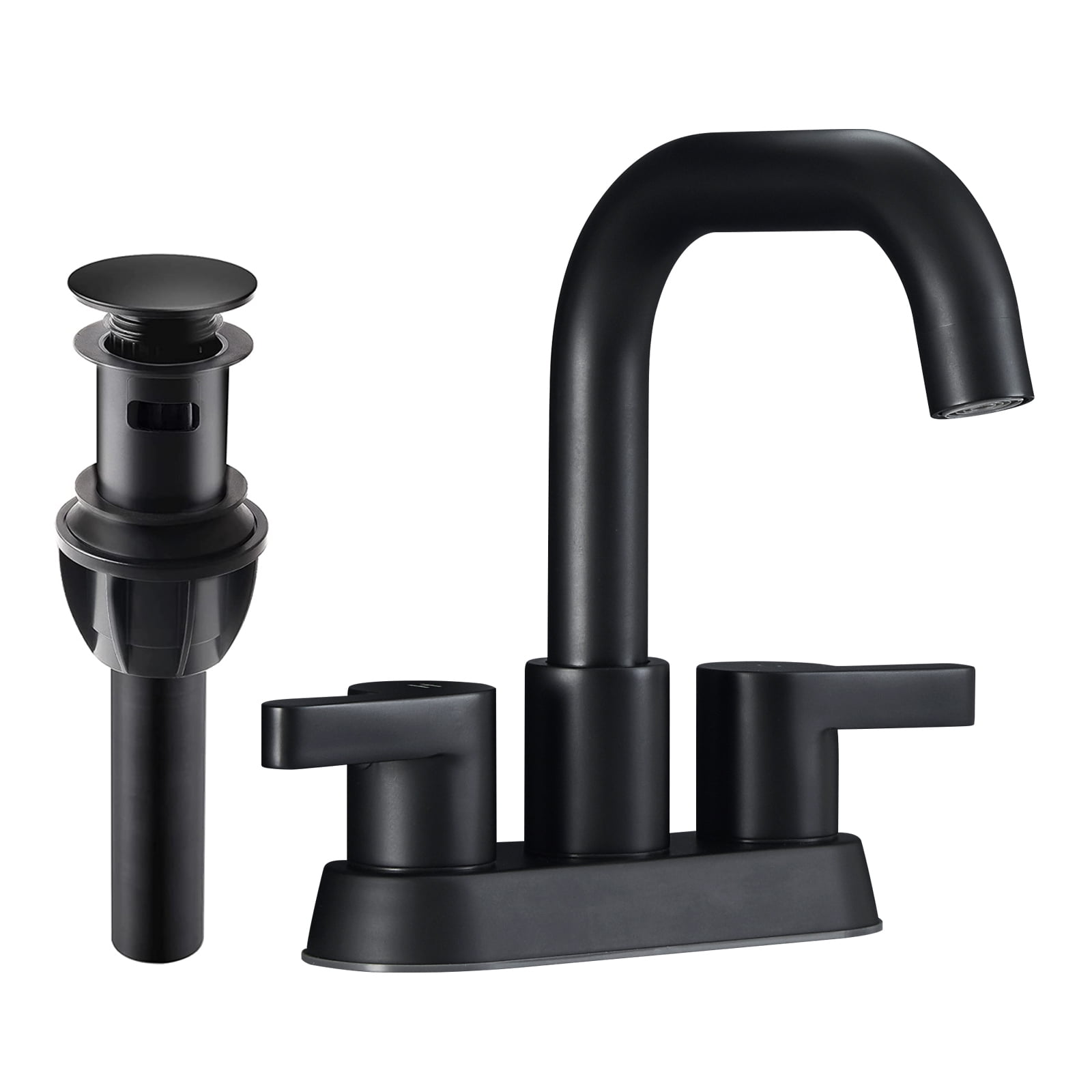 Hassch Modern Matte Black Bathroom Faucet 2 Handles 4 Inches Centerset ...