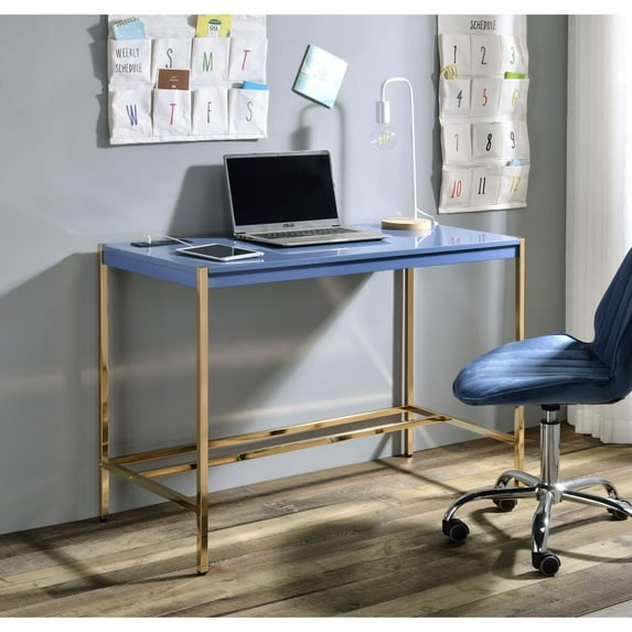 Hassch Modern Small Writing Desk Computer Table with Built-in USB Port ...