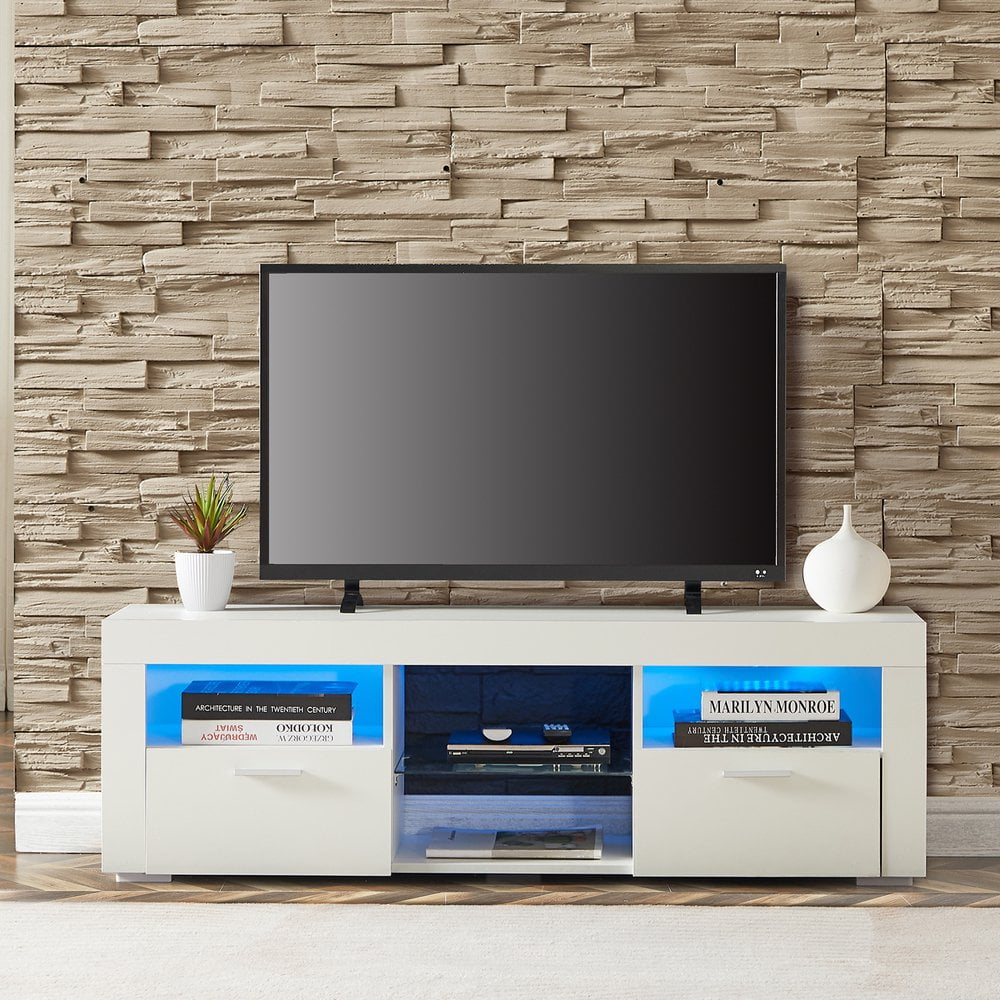 Hassch Modern TV Cabinet Wood Entertainment Center Storage Cabinet with ...