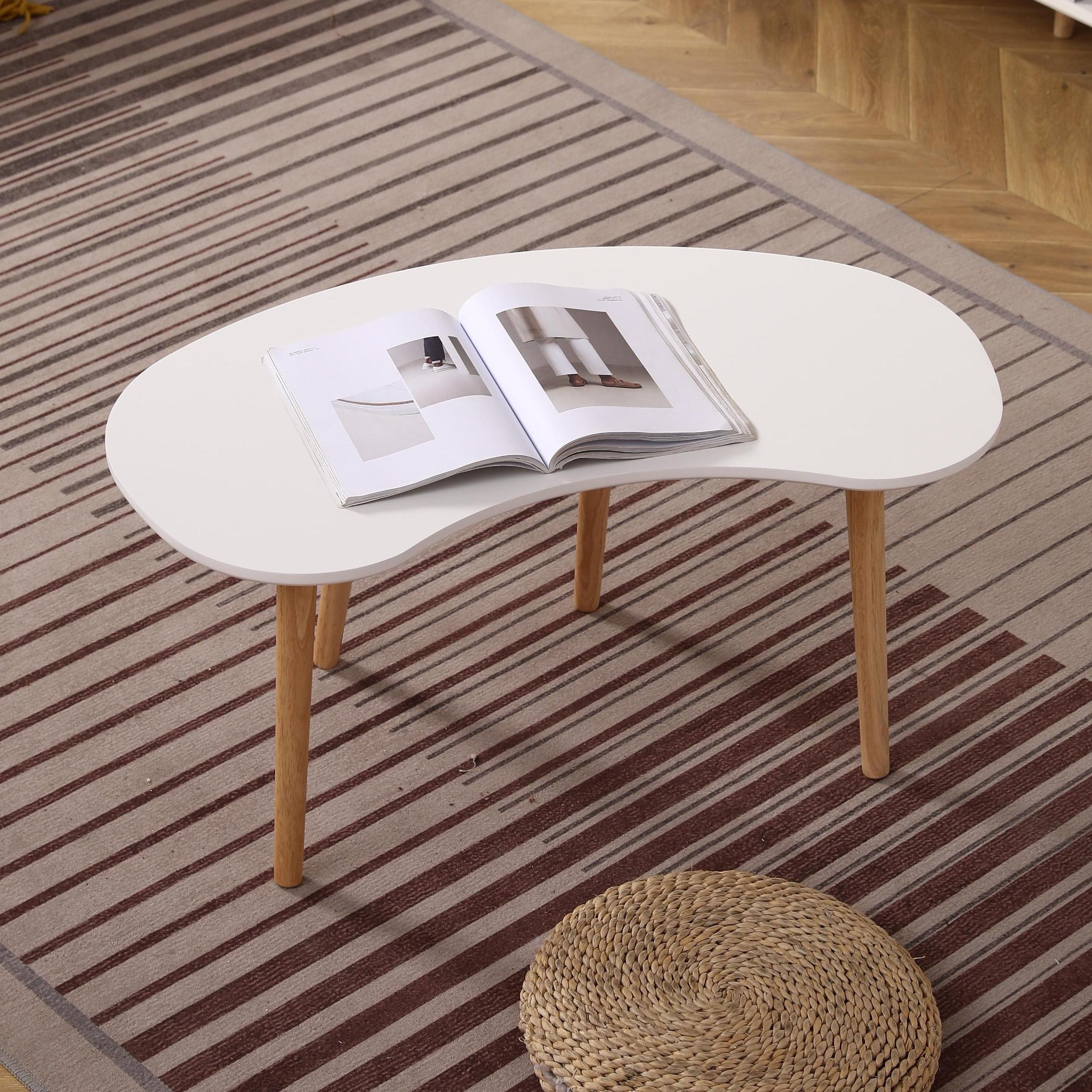 Hassch Nut-Shaped Small Coffee Table, Low Center Table w/ Solid Wood ...