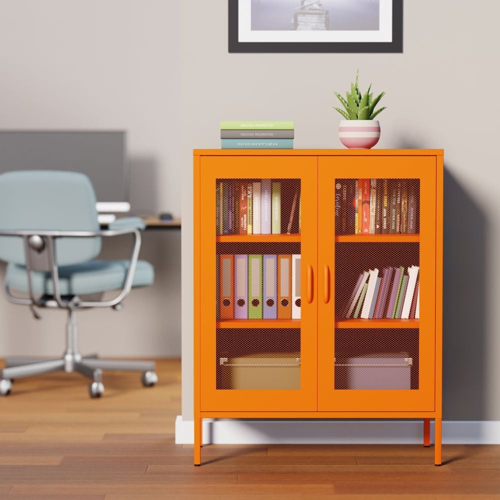 Hassch Orange Metal Storage Cabinet, Metal Locker Storage Cabinet with ...