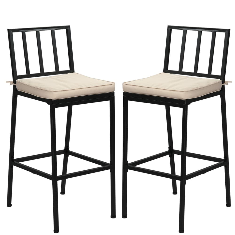 Hassch Outdoor Bar Stools Set of 2, Heavy-Duty Bar Chair with Cushion ...